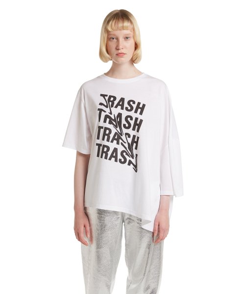 MUSINSA | TRUNK PROJECT Unbalanced Sleeve T-Shirt_ White