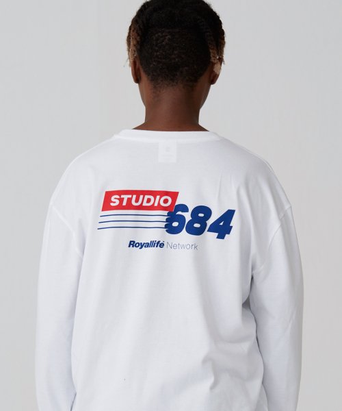 MUSINSA | ROYALLIFE RLL524 STUDIO 684 LOGO LONG SLEEVE T-SHIRT - WHITE
