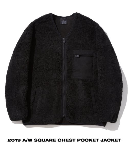그루브라임(GROOVE RHYME) SQUARE CHEST POCKET BOA JACKET (BLACK ...