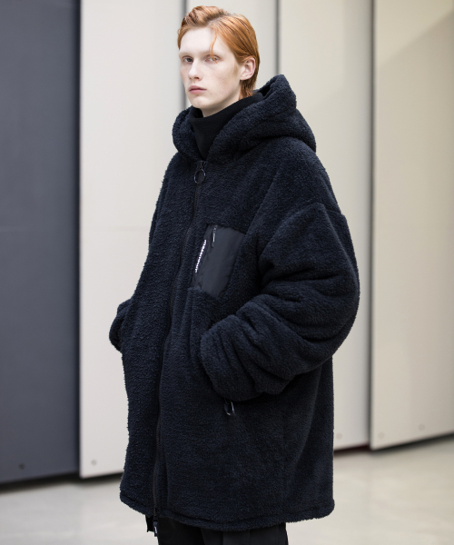 MUSINSA | MASSNOUN Object Double Soft Wool Long Padded Jumper MFNPD004-BK