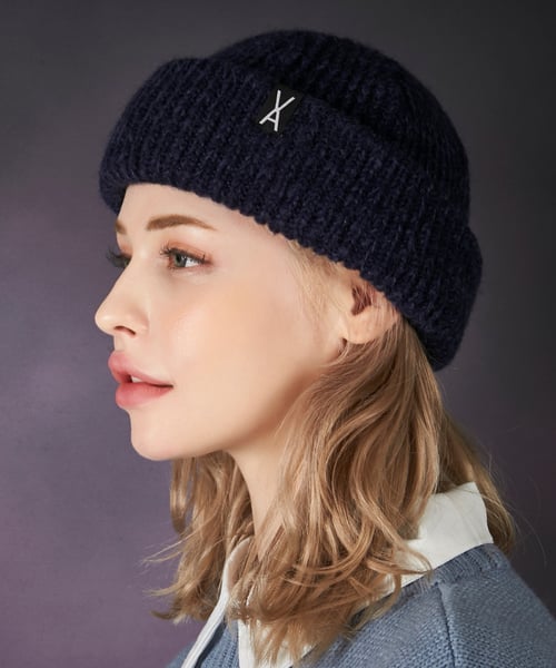 MUSINSA | VARZAR Logo Point Heavy Watch Cap Navy