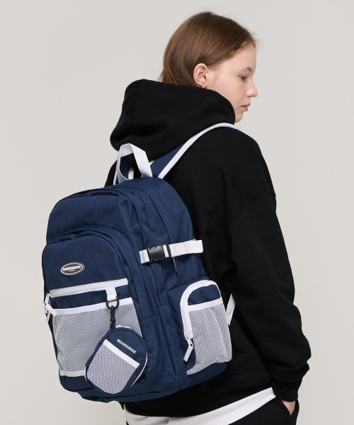 MUSINSA | ROIDESROIS Plan B Circle 3D Pocket Mesh Backpack (Navy)