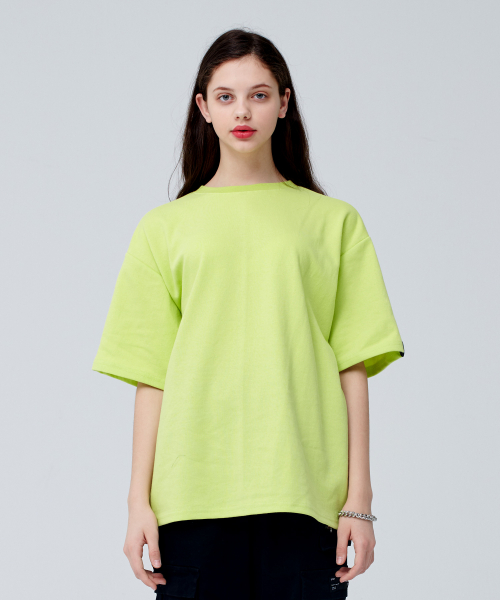 MUSINSA | MOZMOZ Overfit special cotton short sleeve T-shirt_lime