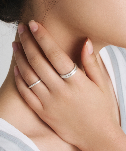 MUSINSA | TOU CL132 Layered Silver Matte Ring