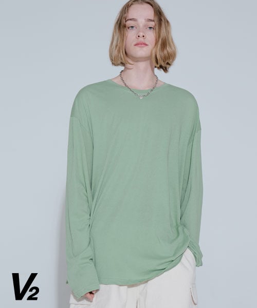 MUSINSA | VTWO OVERFIT SOLID LOGO LONG T-SHIRT_OLIVE GREEN