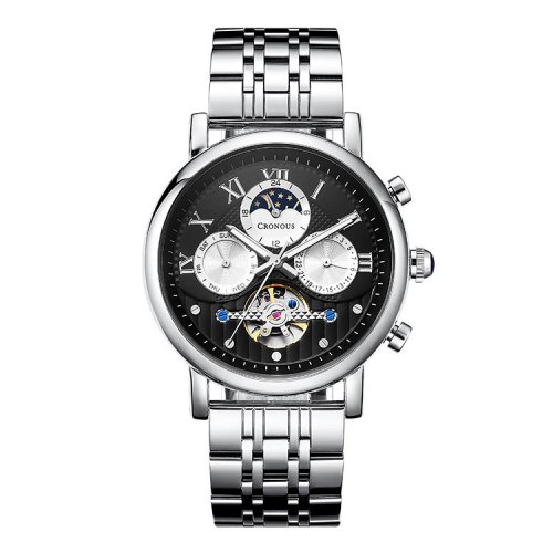 MUSINSA | CRONOUS CRD88701B-BKWT Automatic Men’s Metal Watch