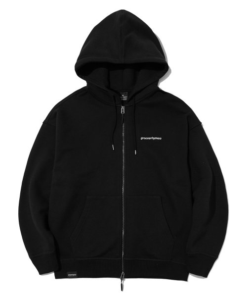 MUSINSA | GROOVE RHYME BASIC LOGO EMB HOOD ZIP-UP (BLACK) [LRSWCTZ341MBKA]