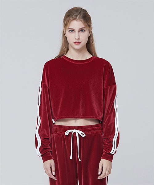 MUSINSA | CIELCOCO CLWT8068 Elegance Velvet Crop Top Red