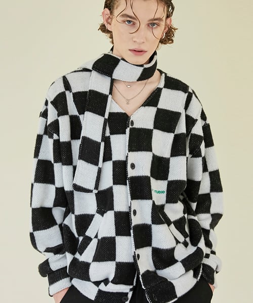 MUSINSA | ESC STUDIO Chess muffler cardigan