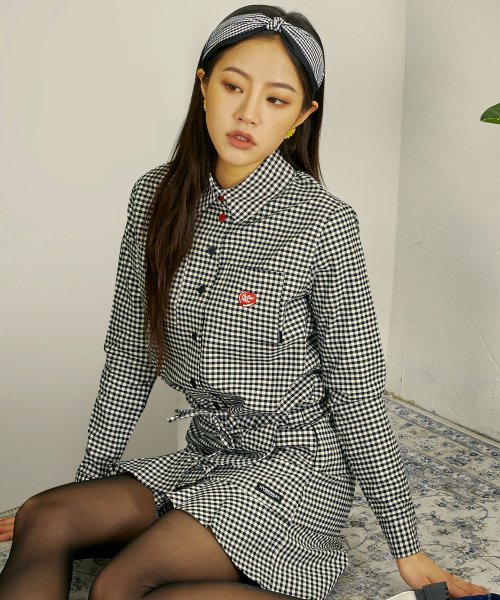 MUSINSA | HYBERNAT BUTTON UP CROPPED SHIRT - GINGHAM CHECK