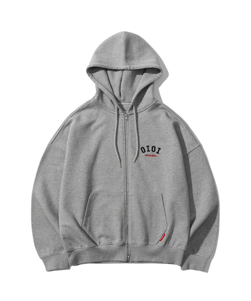오아이오아이 컬렉션(OIOI COLLECTION) BASIC LOGO HOOD ZIPUP [GREY] - 사이즈 & 후기 | 무신사