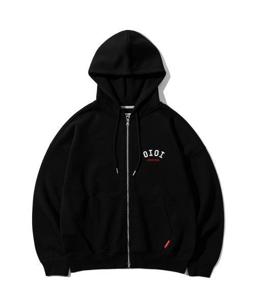 오아이오아이 컬렉션(OIOI COLLECTION) BASIC LOGO HOOD ZIPUP [BLACK] - 사이즈 & 후기 | 무신사