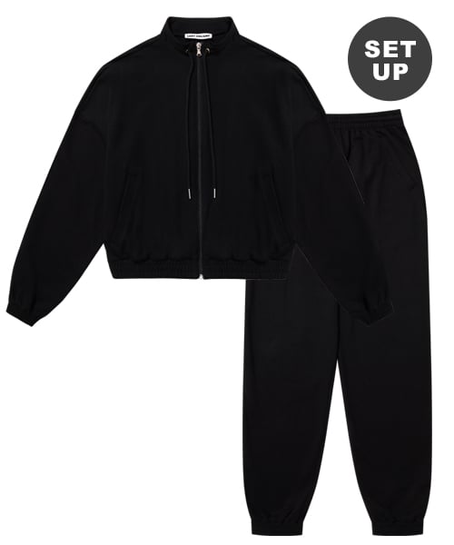 MUSINSA | LADY VOLUME CIRCULAR KNITTING TRACK SUIT_SET-UP_BLACK