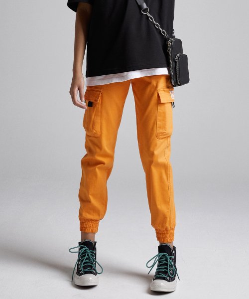 MUSINSA | MAGOODGAN W Jogger 4112 Cargo Slim Fit Orange Jogger Pants