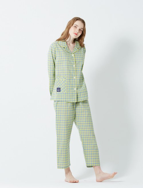 MUSINSA | SLEEPYCAT Twinkle Check Cotton Pajamas [Women]_2C