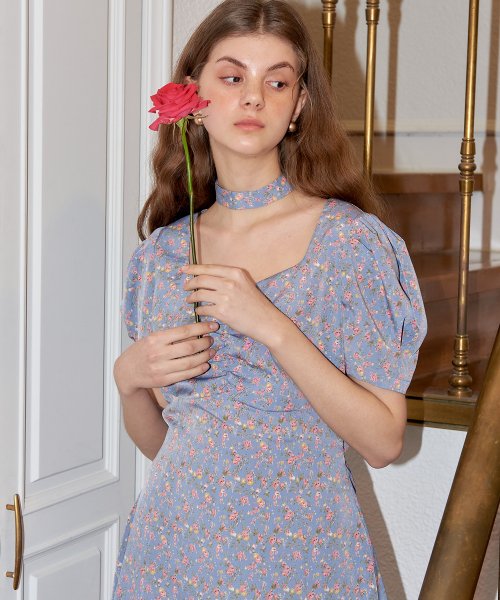 살롱 드 욘(SALON DE YOHN) Square Neck Mini Dress_ Blue - 142,000 | 무신사 스토어