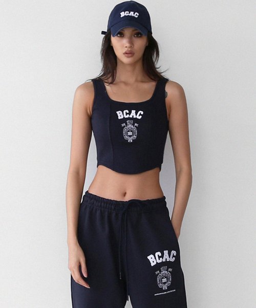 MUSINSA | BADBLOOD BCAC Emblem Sweat Bustier - Navy