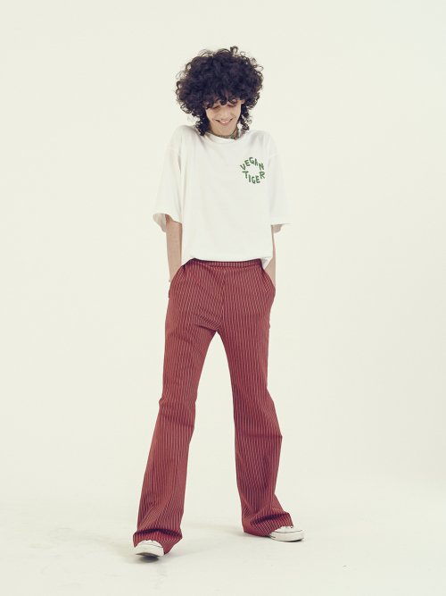 비건타이거(VEGAN TIGER) 레드 스트라이프 벨보텀 팬츠 - 사이즈 & 후기 | 무신사