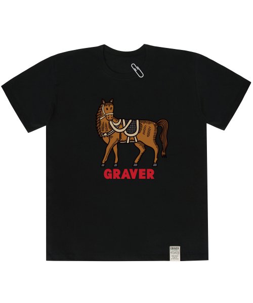 MUSINSA | GRAVER [UNISEX] Horse Logo Short Sleeve Tee_Black