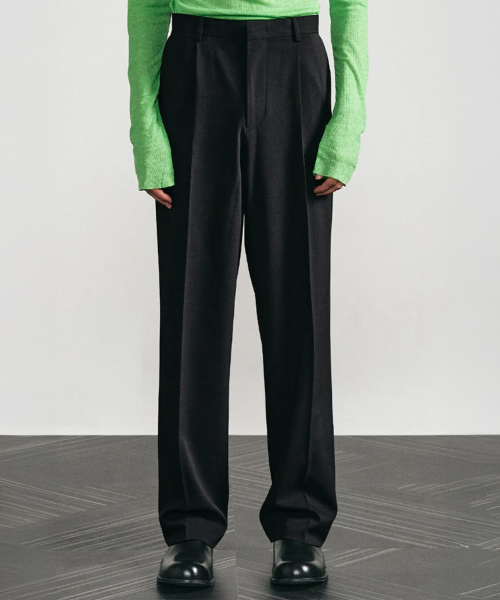 엘무드(LMOOD) 어워드 플리츠 와이드 슬랙스 차콜 - 사이즈 & 후기 | 무신사