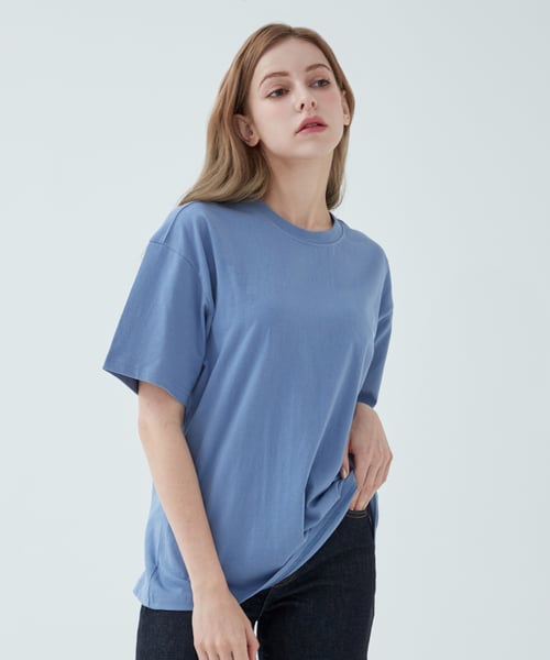 MUSINSA | WYSE Basic Logo T-Shirt (Indigo)