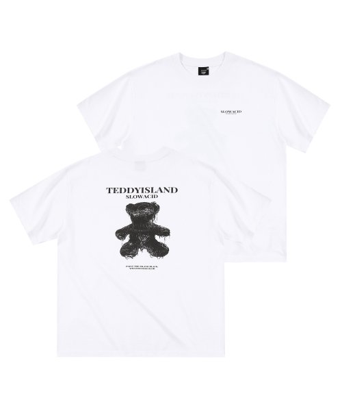 MUSINSA | SLOWACID [TEDDY ISLAND X SLOWACID] OIL TEDDY SHORT SLEEVE T ...