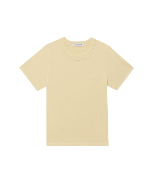 MUSINSA | INSTANTFUNK 21SS Basic Embroidery Logo T-Shirt - Yellow