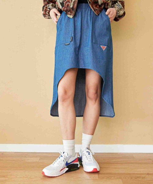 MUSINSA | FREAKISH BUILDING SEGU UNBALANCE MIDI SKIRT (DENIM)