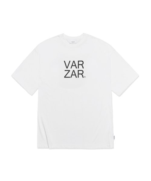 MUSINSA | VARZAR Original Black Big Logo Short Sleeve T-Shirt White