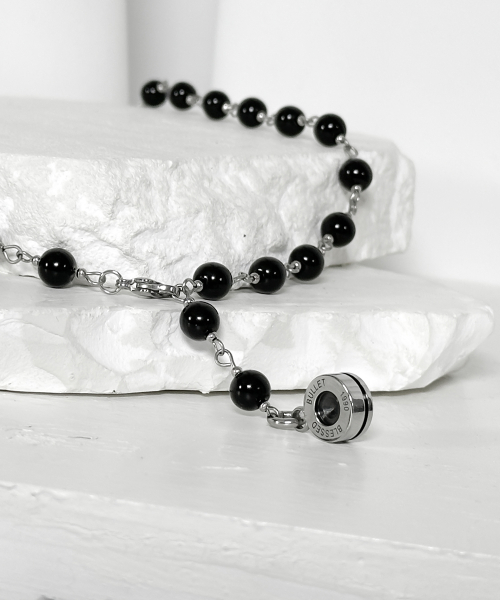 블레스드 뷸렛(BLESSED BULLET) ss-뷸렛백 비즈 체인 목걸이_블랙/화이트 - 후기 | 무신사