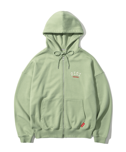 오아이오아이 컬렉션(OIOI COLLECTION) BASIC LOGO HOOD ZIPUP [OLIVE] - 사이즈 & 후기 | 무신사