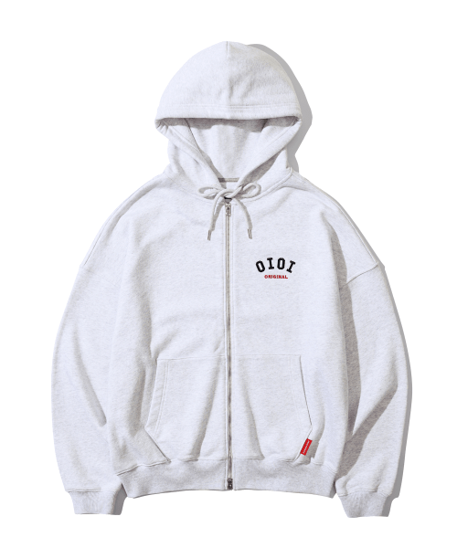 오아이오아이 컬렉션(OIOI COLLECTION) BASIC LOGO HOOD ZIPUP [LIGHT GREY] - 사이즈 ...