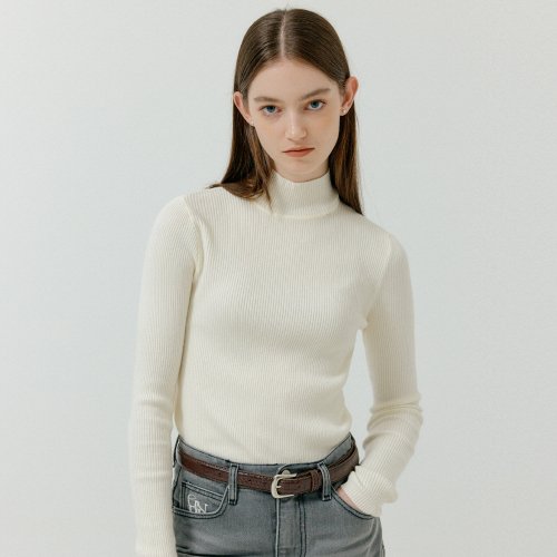 MUSINSA | GENERAL IDEA Basic Half Neck Knit [IVORY] / S21W06037
