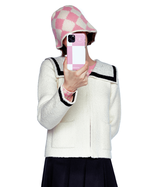 MUSINSA | OIOICOLLECTION OIC LOGO PHONE CASE [PINK CHECK]