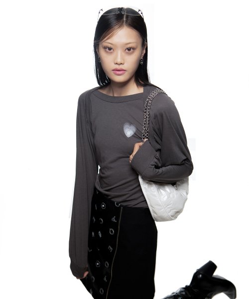 MUSINSA | NOFFICIALNOFFICE Layered Bolero T-Shirt Charcoal