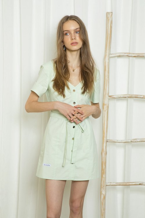 MUSINSA | MAU SOLEUM Half Sleeve Shirt Dress - Mint