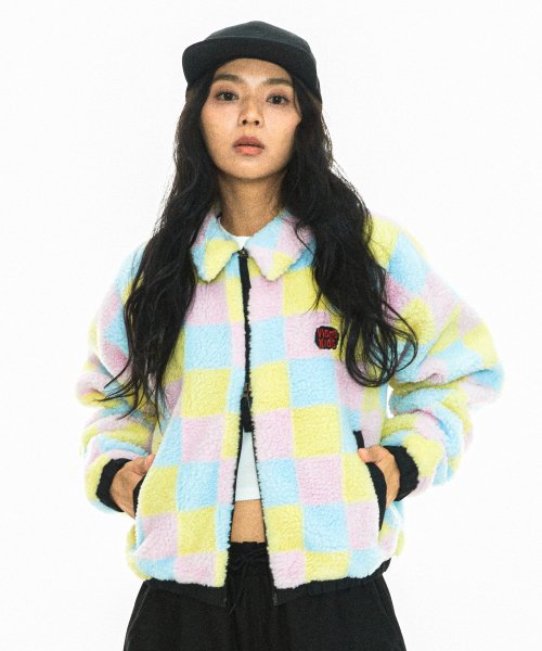 MUSINSA | FREAKISH BUILDING BUBBLEGUM HEAVY FLEECE CROP JACKET (PINK)