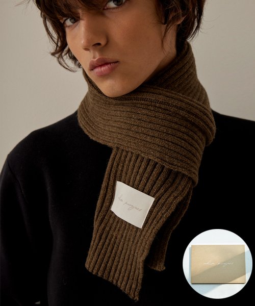 MUSINSA | WHITE PROJECT [Gift Box]_Mini Wool Knit Muffler_Brown_Unisex