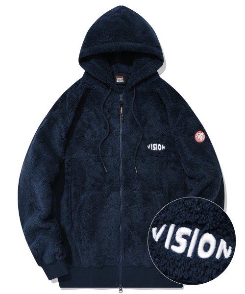 MUSINSA | VISION STREETWEAR VSW Boa Fleece Hood Jacket Dark Navy