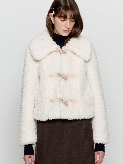MUSINSA | BEMUSE MANSION Toggle fur jacket - Ivory