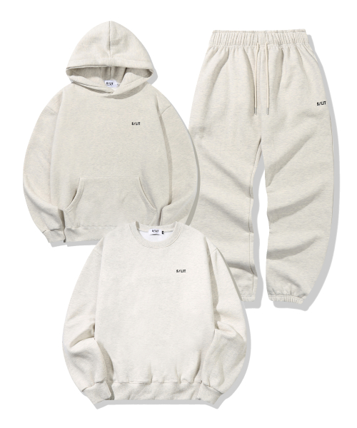 에스릿 스튜디오(SLIT STUDIO) [SET] 스테디 스웨트 기모 셔츠 후드 조거팬츠 셋업 2P 오트밀 - 사이즈 & 후기 | 무신사