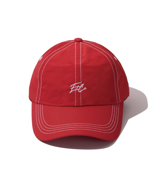 MUSINSA | ETCE SCRIPT LOGO 6 PANEL NYLON CAP (RED)