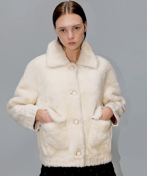 MUSINSA | DAMAGE MNEMONIC Wool Ivory Mustang _ Curling Ivory Shearling JK