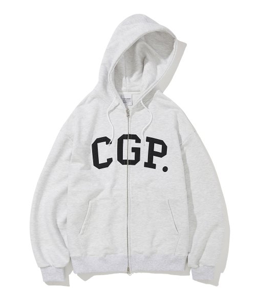 MUSINSA | Codegraphy CGP ARCH LOGO FLUFF ZIP-UP HOODIE_MELANGE GRAY