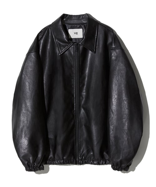 MUSINSA | VTWO 8004 VEGAN LEATHER OVERSIZED JACKET_BLACK