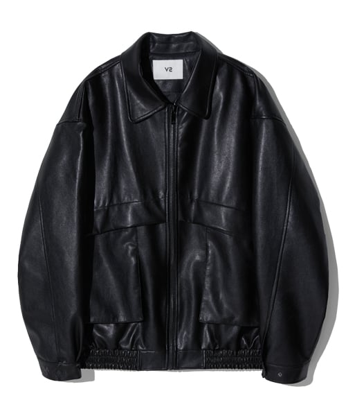 MUSINSA | VTWO 8030 VEGAN LEATHER OVERSIZED JACKET_BLACK