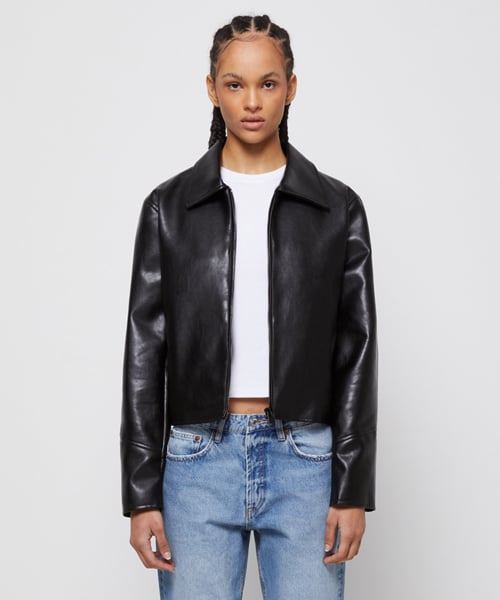 MUSINSA | LADY VOLUME 9015 VEGAN LEATHER BASIC JACKET_BLACK