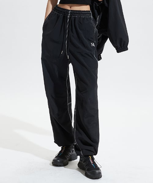 MUSINSA | NOIAGO NOI578 Stitched Nylon Pants (Black)