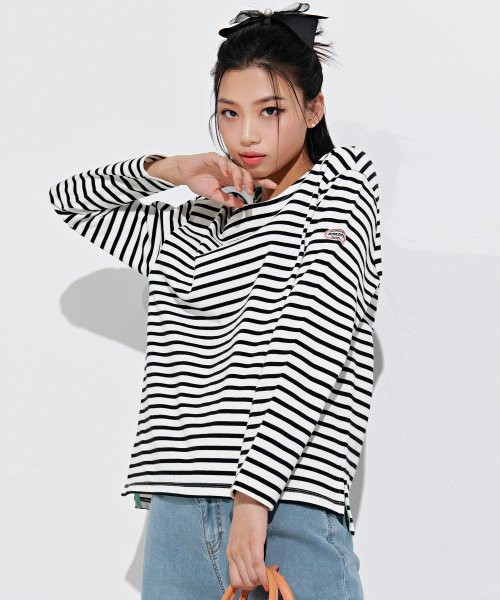 MUSINSA | CHASECULT Women's Wappen Striped T-Shirt-BARG5152B03