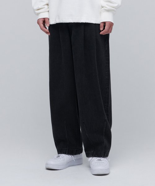 MUSINSA | MUSINSA STANDARD DENIM WIDE BALLOON PANTS [WASHED BLACK]